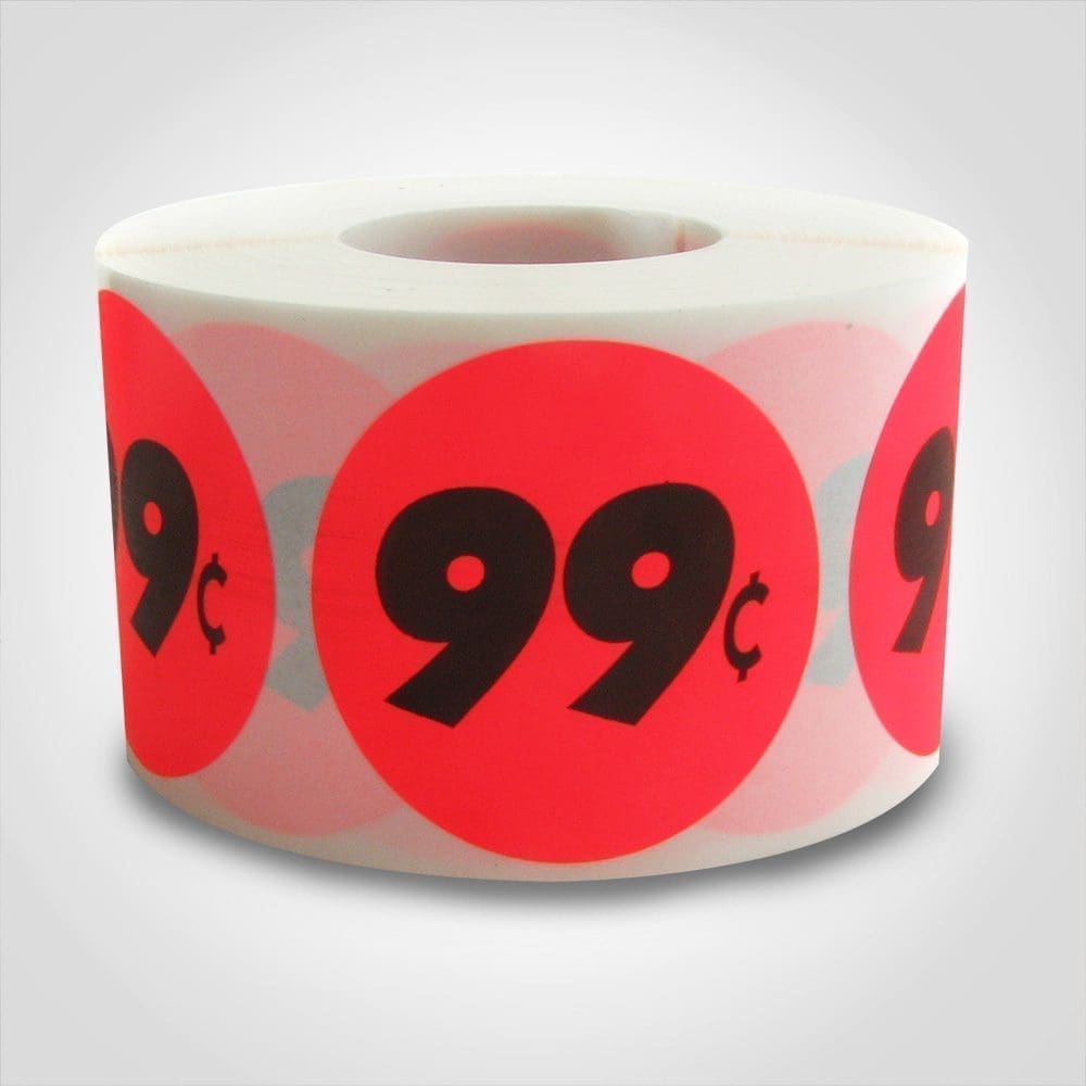 99 Cents Label Round Red Sticker with black print - 500/roll