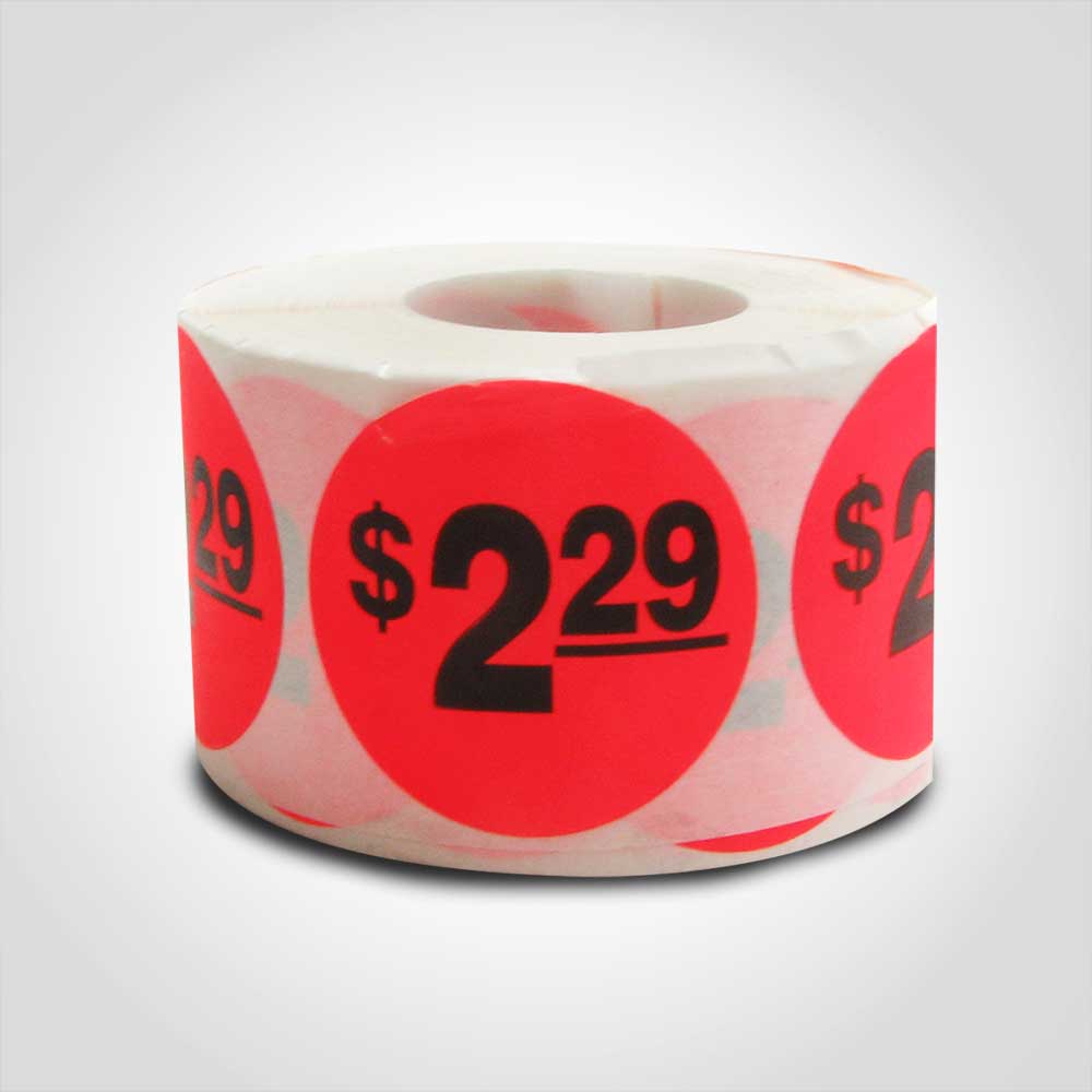 $2.29 Label Round Red Sticker with black print- 500/roll