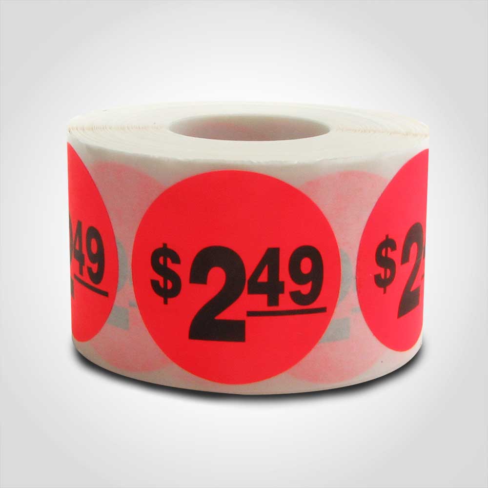 $2.49 Pricing Label Round Sticker with black print - 500 Stickers