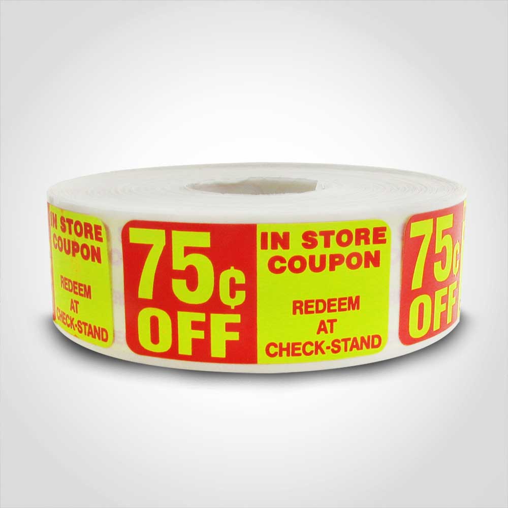 75 Cents OFF Labels In Store Coupon Sticker - 500 Stickers