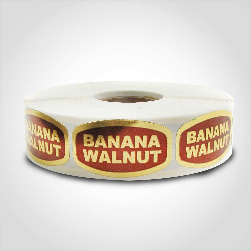 Banana Walnut Label – Gold Foil Bakery Stickers - 1,000 per Roll