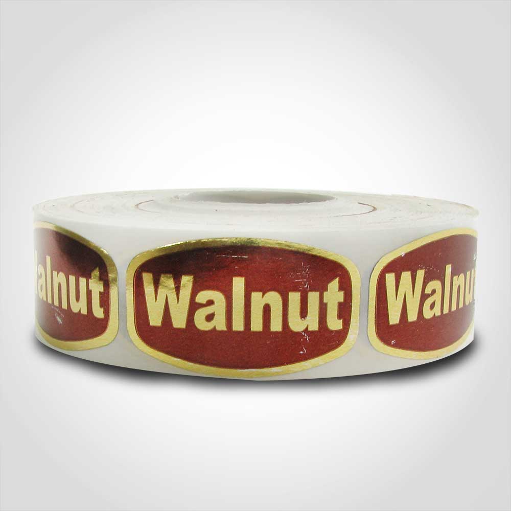Walnut Label Gold Foil Flavor Sticker - 1000/roll