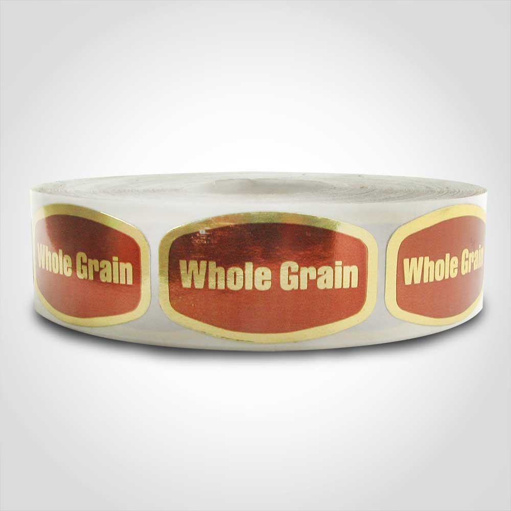 Whole Grain Label, Gold Foil Bakery Bread Sticker - 1000/roll