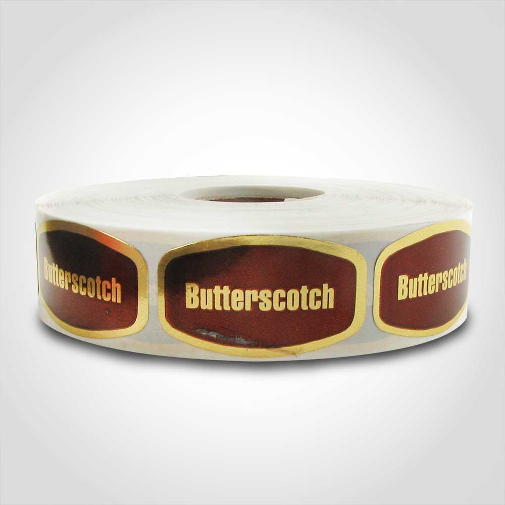 Butterscotch Label Gold Foil Flavor Sticker - 1000 stickers