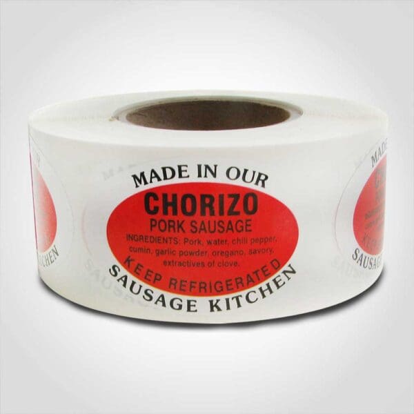 Chorizo Pork Sausage Label, Butcher Sticker - 500/roll