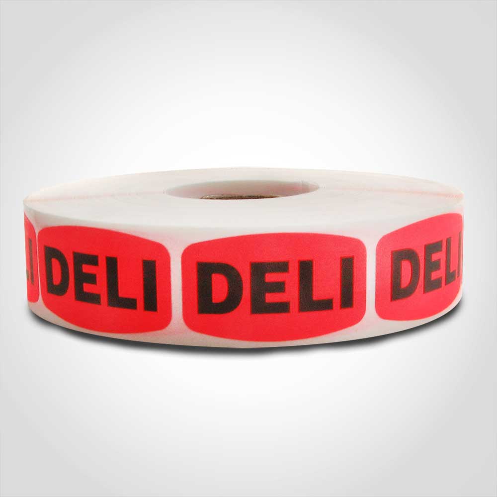 Deli Labels Red Sticker with Black Print - 1000 Stickers
