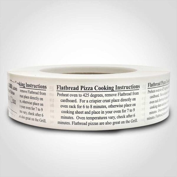 Flatbread Pizza Cooking Instructions Label | 1000 Stickers