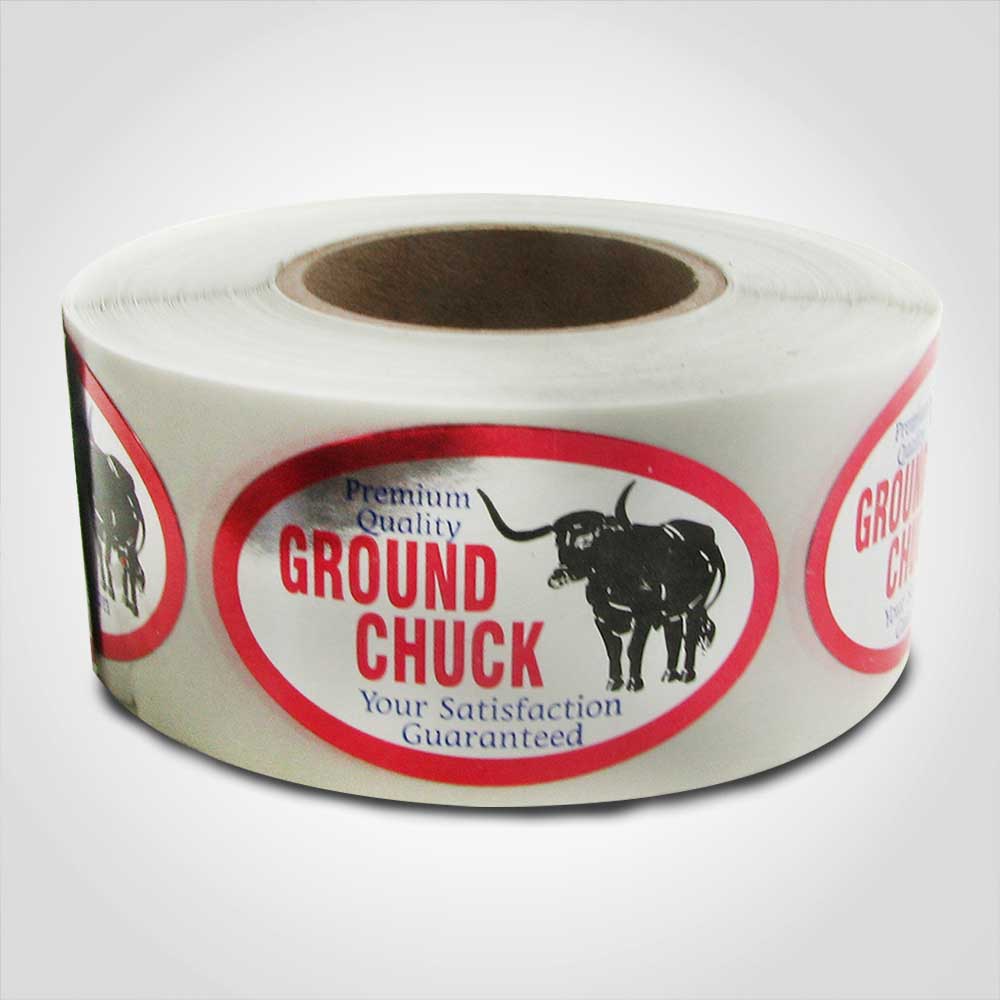Premium Quality Ground Chuck Label Foil Sticker - 500/roll