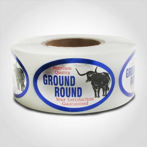 Premium Quality Ground Round Label | 500 Stickers