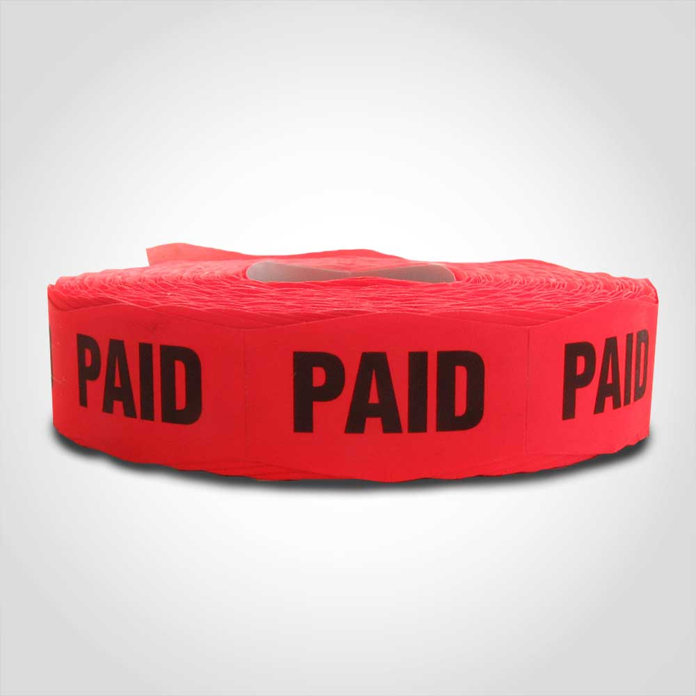 Paid Labels Dayglo Red Labels | 1000 stickers - Brenmarco.com