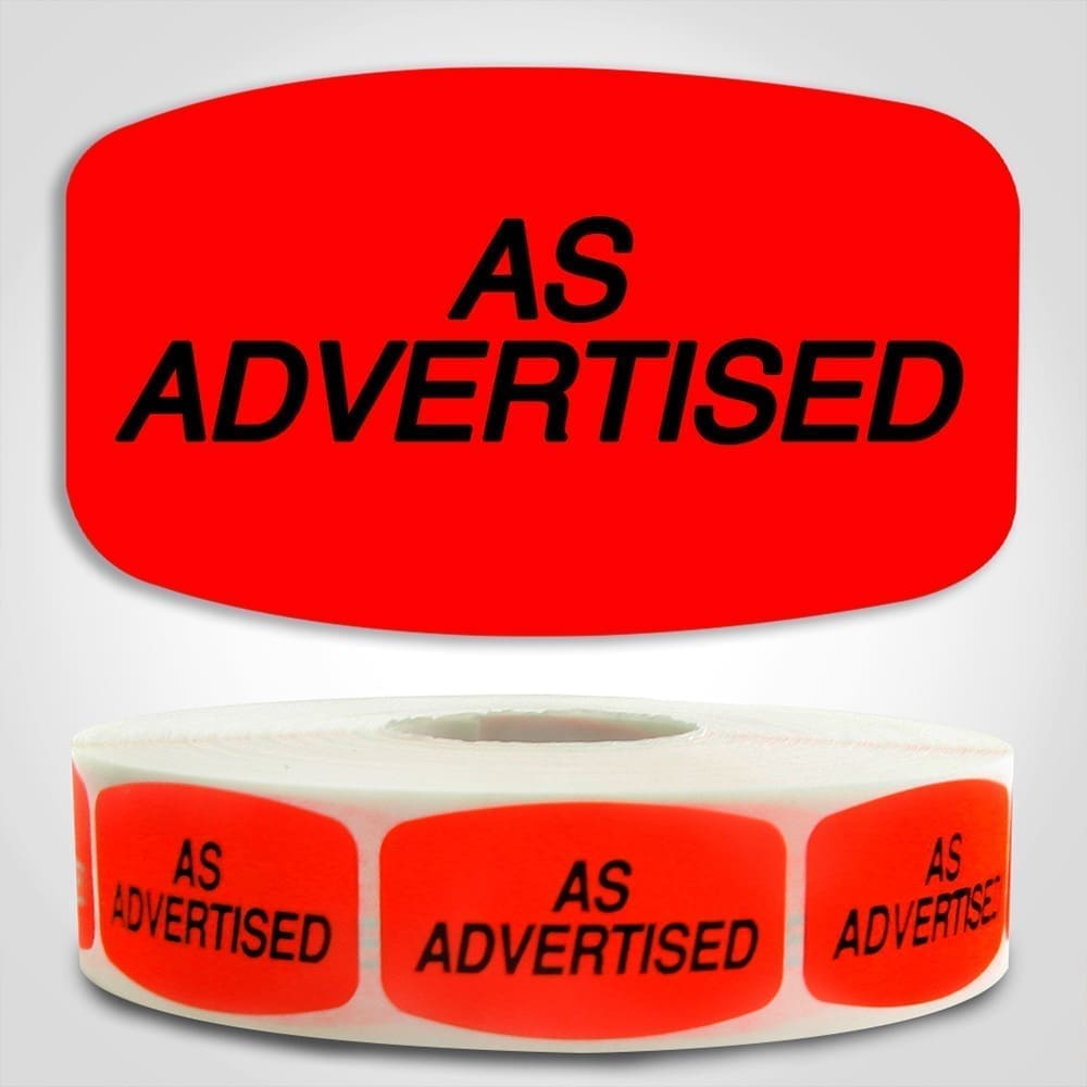 As Advertised Labels - 1000 Stickers | Merchandising Labels
