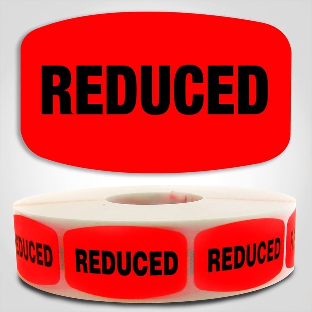 Reduced Labels – Red Dayglo Stickers with Black Print | 1000