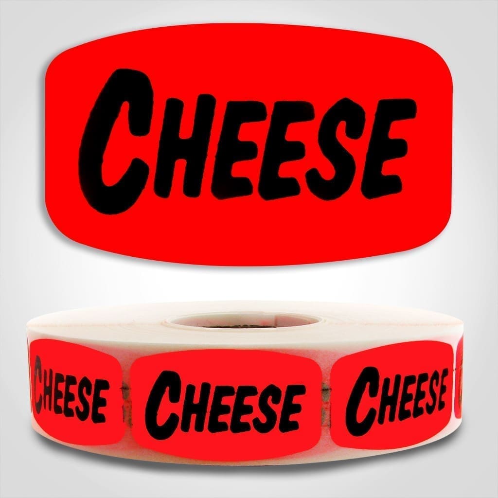 Cheese Label, Red Sticker with Black Print - 1000