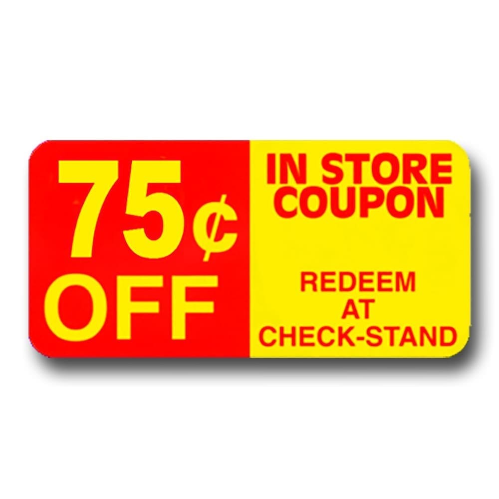 75 Cents OFF Labels In Store Coupon Sticker - 500 Stickers