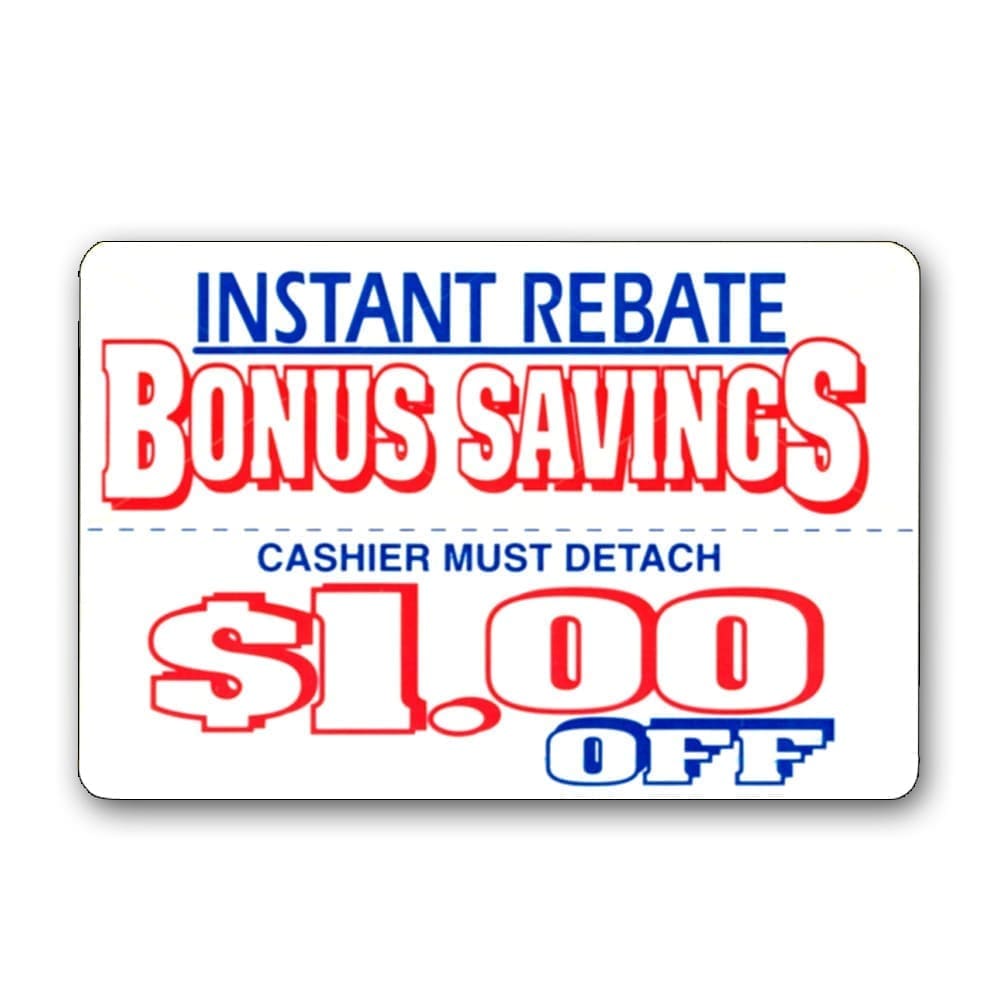 Bonus Savings Coupon $1.00 Off Label rectangle sticker - 500 rolls