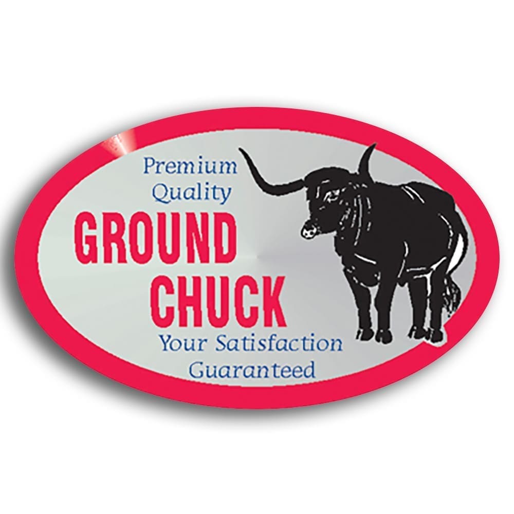 Premium Quality Ground Chuck Label Foil Sticker - 500/roll