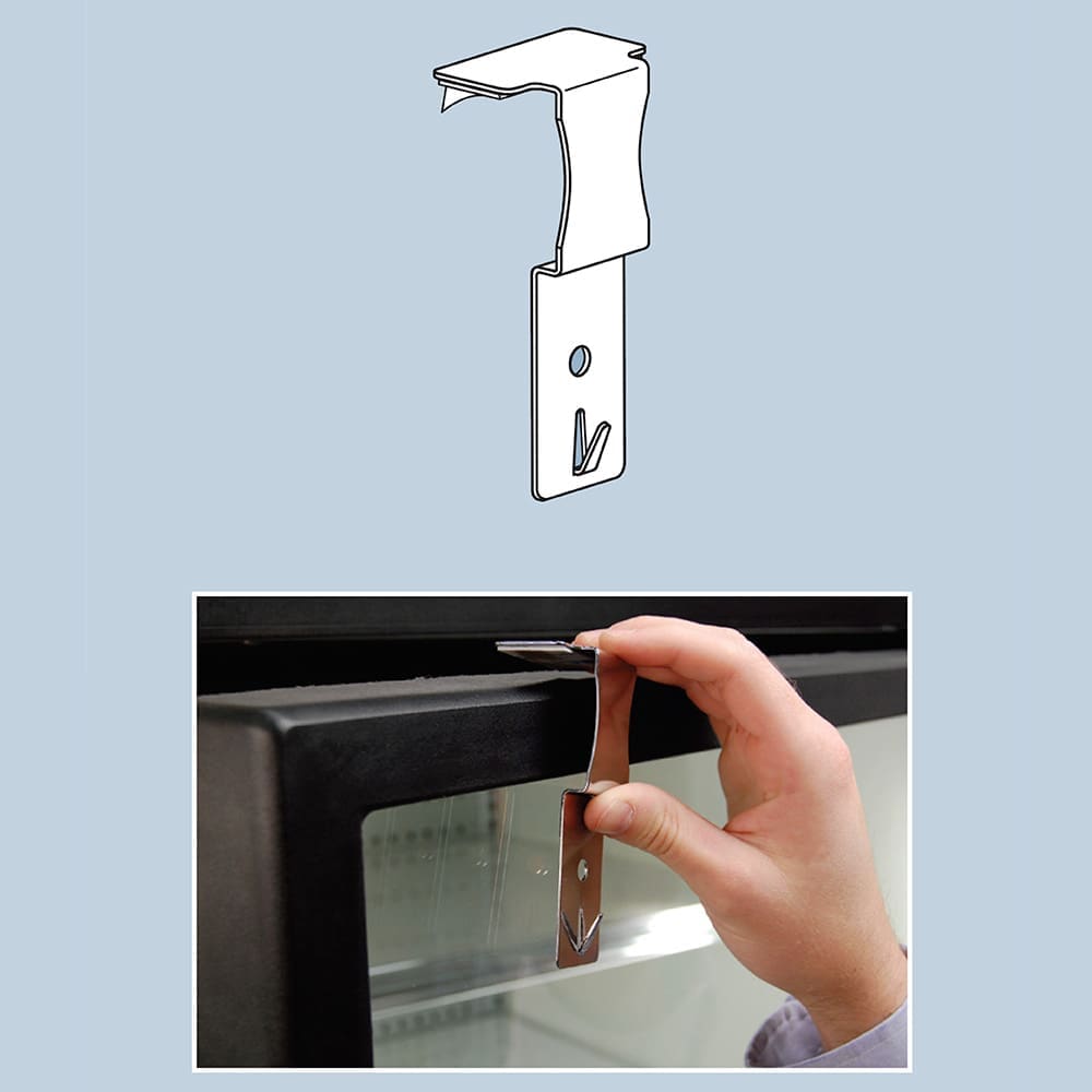Merchandising Strip Hanger for Cooler Doors | Retail Display Strip